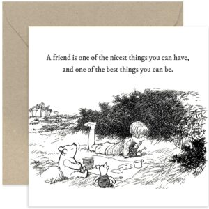 old english co. winnie the pooh birthday card for friend - friend nicest thing quote from winnie the pooh and piglet for sister, cousin, bff - thinking of you sympathy card | blank inside envelope