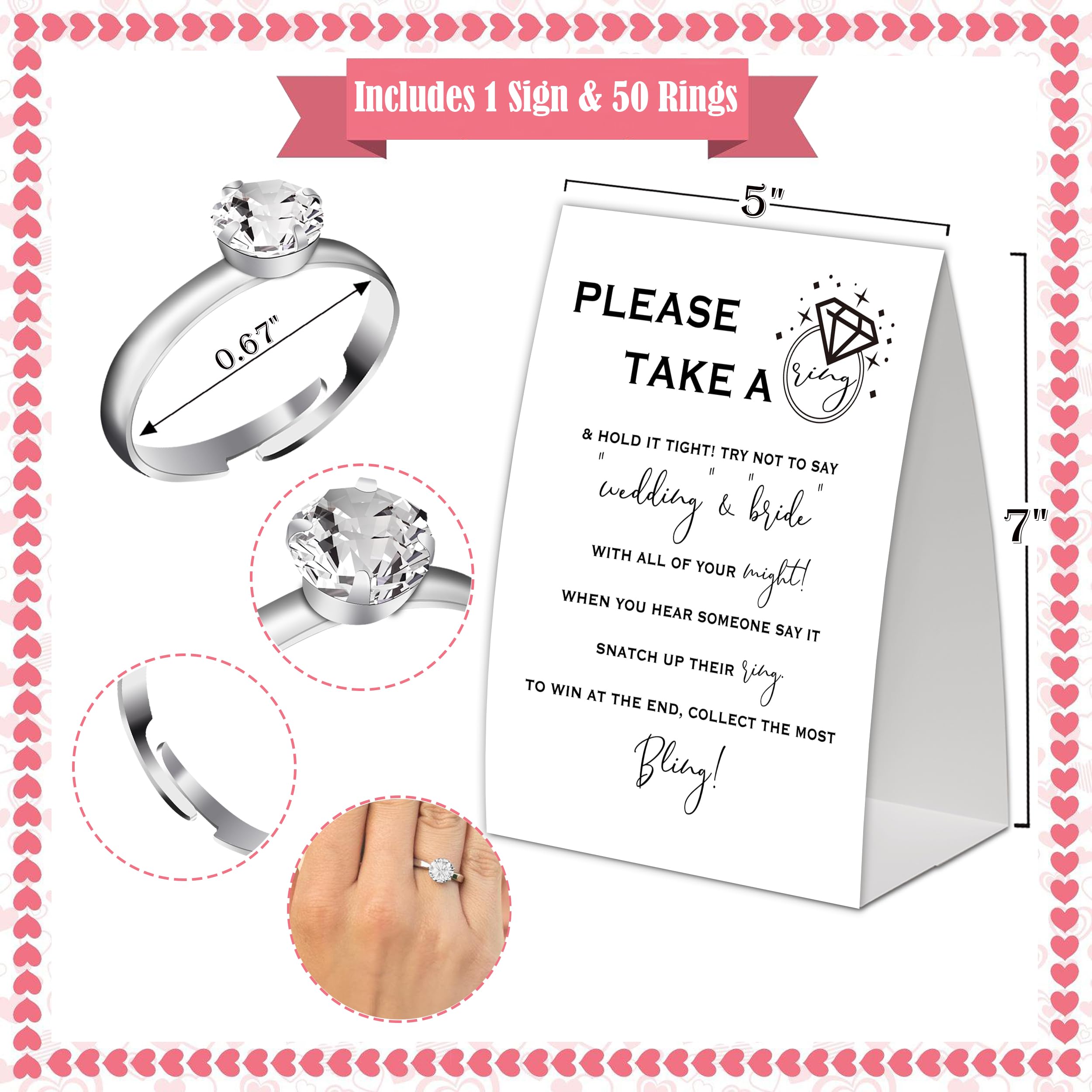 Bridal Shower Games Put A Ring on It,Minimalist Bridal Shower Decorations,Popular Bridal Shower Game,Engagement Party Games,Bridal Shower Favors,Plastic Rings for Bridal Shower Game(18)