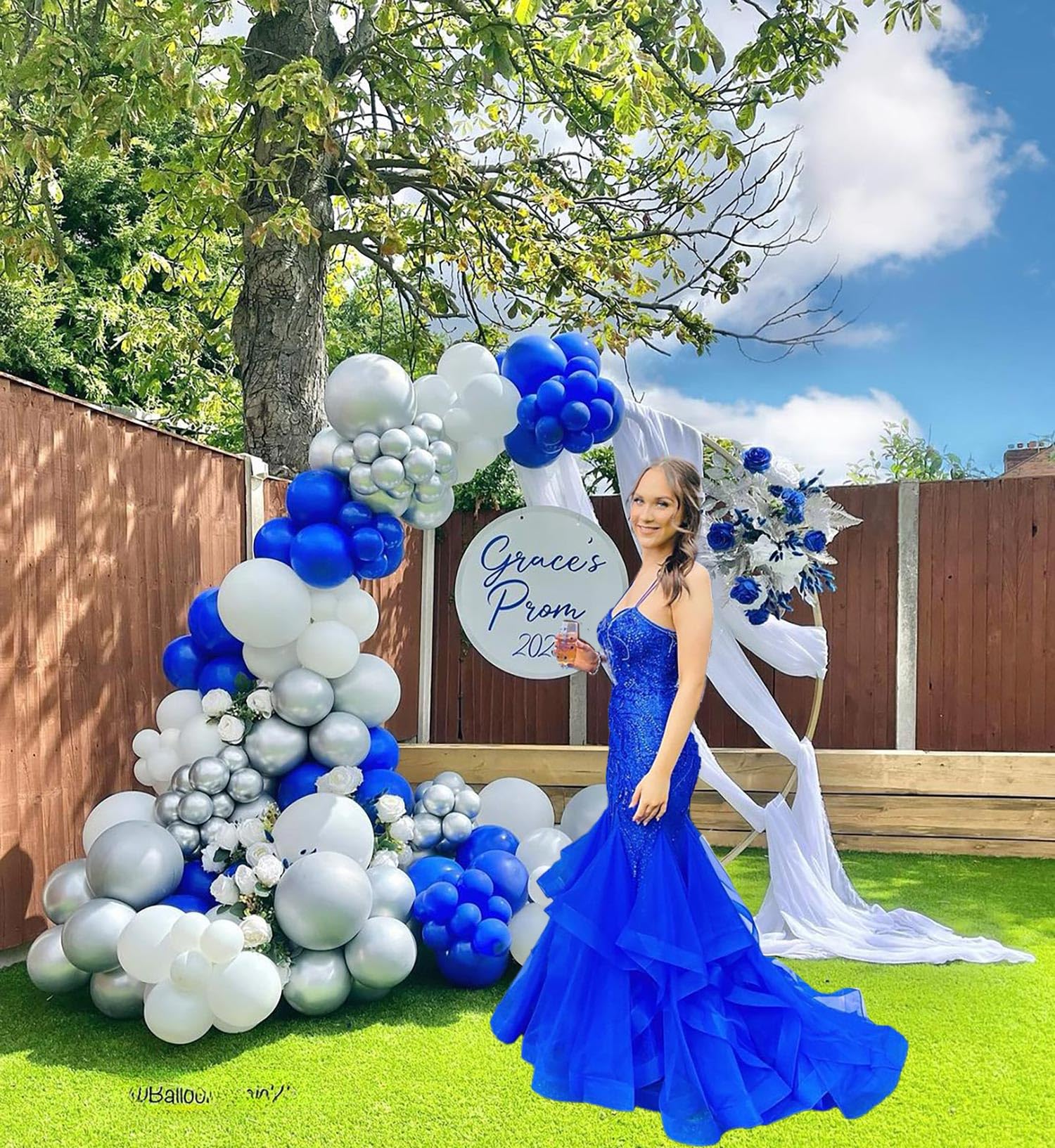 FROUFING Winter silver Royal blue and white balloon Garland Arch Kit 143Pcs balloons for Wedding prince Baby shower for Boy Men's 21st birthday decorations Graduation Ceremony supplies