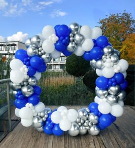 froufing winter silver royal blue and white balloon garland arch kit 143pcs balloons for wedding prince baby shower for boy men's 21st birthday decorations graduation ceremony supplies