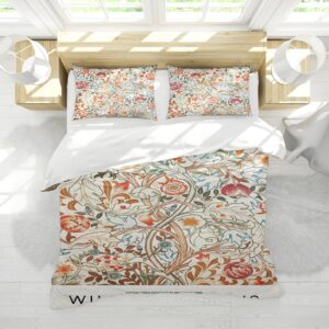 feipuhome art william morris rustic floral duvet cover set vintage garden plants herbs flowers botanical classic design 3 piece bedding set queen