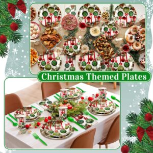 Suttmin 400 Pcs Red Green Balls Plates and Napkins for 50 Guests Bridal Shower Party Decorations Disposable Dinnerware Set Disposable Plates Napkins Cups Set for Summer Christmas Party Supplies