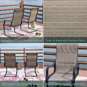 Festival Depot 2 Pieces Patio Chairs Spring Motion Textilene Weather Resistant Metal Outdoor Furniture for Lawn Garden Balcony Pool Backyard