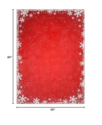 RUGSREAL 5x7 Christmas Area Rug Bedroom Living Room Area Rug Xmas Decorative Area Rug Non-Slip Indoor Throw Rug Washable Area Rug Floor Carpet for Kitchen Nursery, Red 5' x 7'