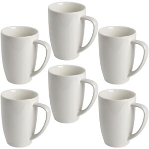 homedge porcelain mug set, 16 ounces cup for tea, latte, mocha, hot chocolate, set of 6, white