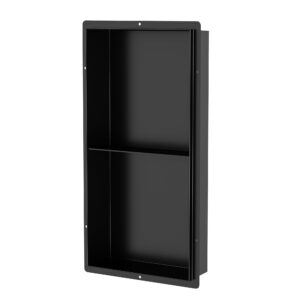 Neodrain 24X12Inch Shower Niche, Black Wall Niche Stainless Steel Wall Niche NO Tile Needed Recessed Niche Shower for Bathroom Storage