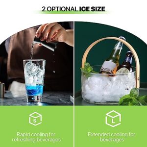 Magshion Dual-Size Countertop Ice Machine, Portable Self-Cleaning Ice Maker Machine, Creates 32 Square Cubes in 20 Mins, Makes up to 33 lb. in 24 Hours, Stainless-Steel