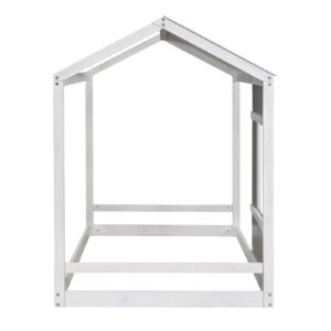 Merax House Platform with Roof and Window, Antique Grey+Antique White