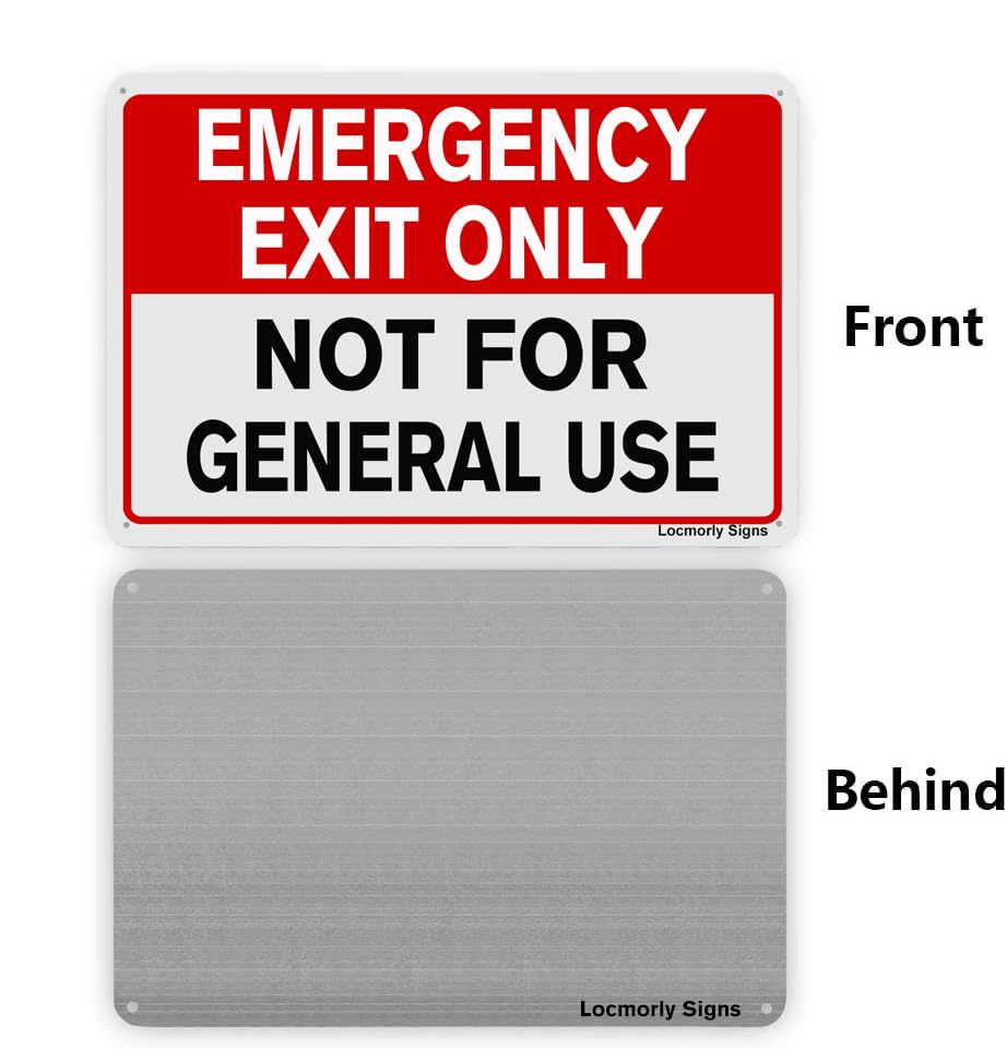 Locmorly Emergency Exit Only Not for General Use Sign, 8x12 Inch, No Trespassing Aluminum Sign