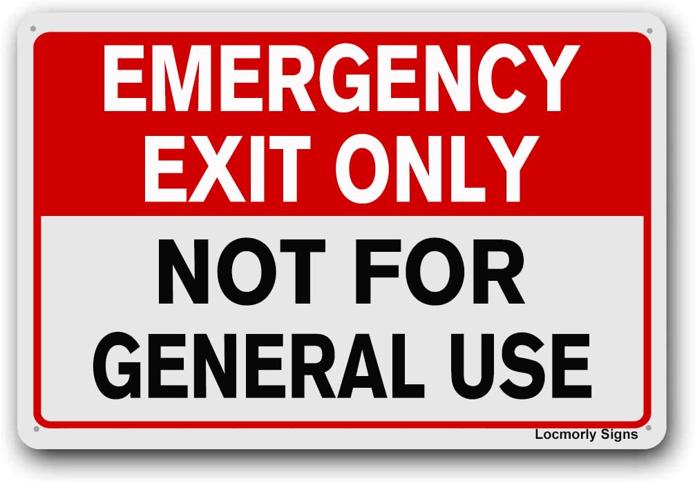 Locmorly Emergency Exit Only Not for General Use Sign, 8x12 Inch, No Trespassing Aluminum Sign