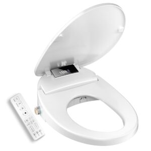 wljbidet smart bidet toilet seat elongated remote control, electronic heated seat with unlimited bidet warm water cleaning, warm air dryer, led night light, toilet seat slow close, display screen