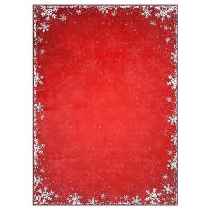 RUGSREAL 5x7 Christmas Area Rug Bedroom Living Room Area Rug Xmas Decorative Area Rug Non-Slip Indoor Throw Rug Washable Area Rug Floor Carpet for Kitchen Nursery, Red 5' x 7'