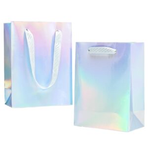 unicopak iridescent gift bags, 30 pcs small size 6x3.2x8 inch cardboard paper with waterproof glossy finish, party favor bags for birthday, wedding, bridal shower