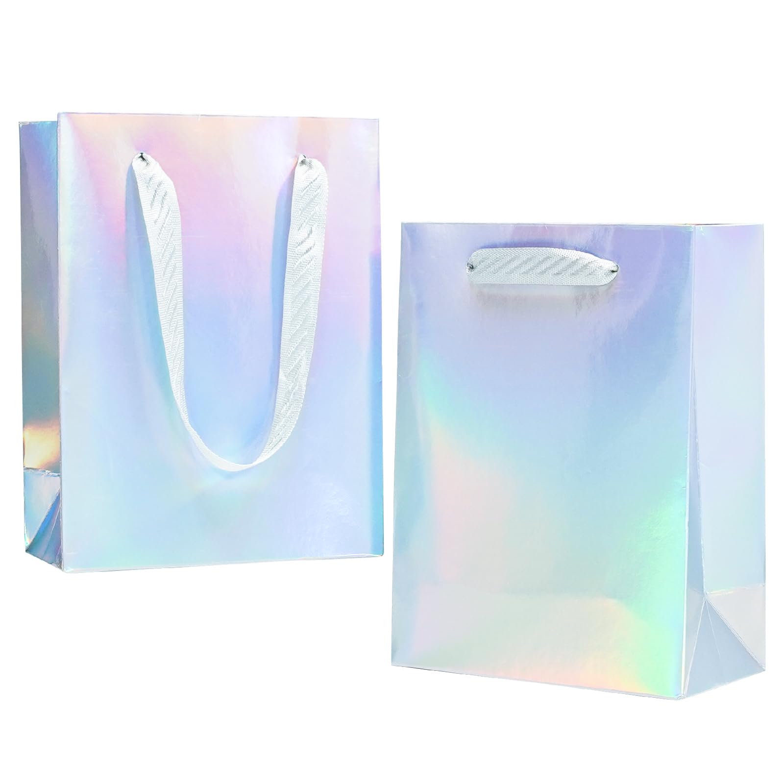 UnicoPak Iridescent Gift Bags, 30 Pcs Small Size 6x3.2x8 Inch Cardboard Paper with Waterproof Glossy Finish, Party Favor Bags for Birthday, Wedding, Bridal Shower