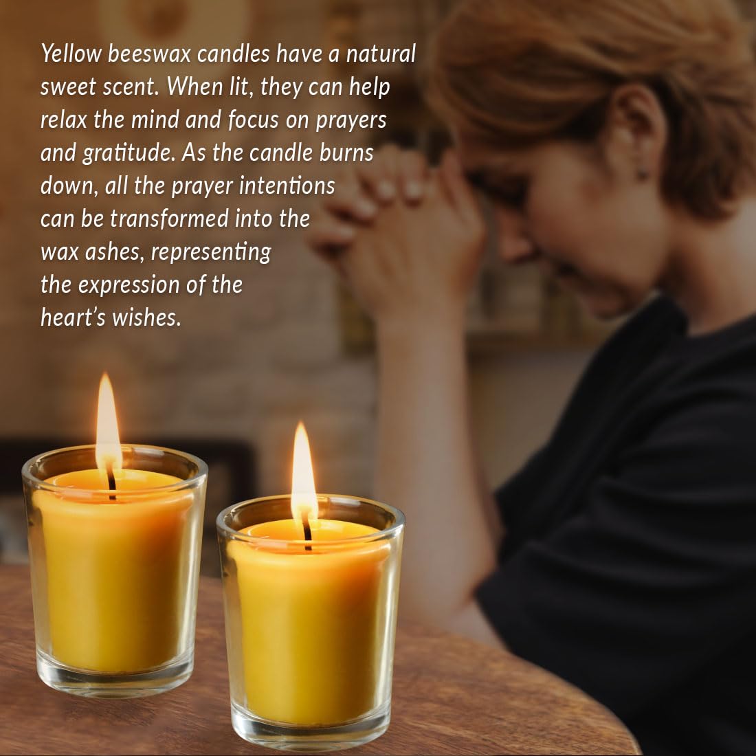 Aglary 4PCS Pure Beeswax Votive Candles, Unscented, Naturally Lightly Honey Scented, 12 Hours Burn Time Each (Raw)