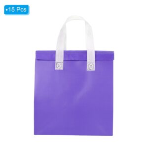 PATIKIL Insulated Take Away Bags, 15 Pcs Insulation Cooler Bag Grocery Thermal Bags 9.4 x 5.9 x 10.2 Inch for Hot Cold Frozen Food Delivery, Purple