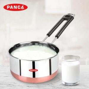 PANCA Tea Pan Stainless Steel Copper Bottom Sauce Pan Milk Pan Tapeli Patila Induction Base 1.5 Litre Sauce Pot Milk Boiler with Handle (1500 ml)