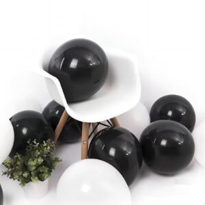 150pcs Black Balloons, 5 inch Latex Balloons, Helium Black Party Balloons for Birthday Baby Shower Wedding Graduation Holiday Ballons Party Decor(With 2 Black Ribbons)