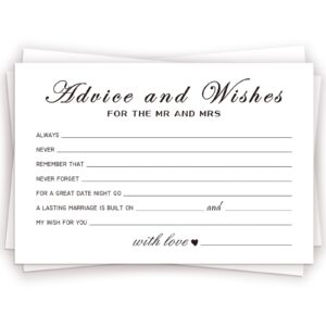 advice and wishes cards for the new couples mr and mrs, bride and groom, newlyweds, perfect 50 pcs wedding advice cards for the wedding reception decorations/bridal shower party