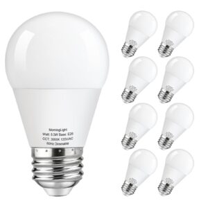 morninglight 8 pack a15 led light bulb 75 watt equivalent, 3000k soft white, 800lm, efficient 8.5w fan light bulb, a15 light bulbs 75 watt for wall sconces, pendant light, 25000+ hours lifespan, e26