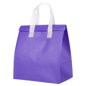 patikil insulated take away bags, 15 pcs insulation cooler bag grocery thermal bags 9.4 x 5.9 x 10.2 inch for hot cold frozen food delivery, purple