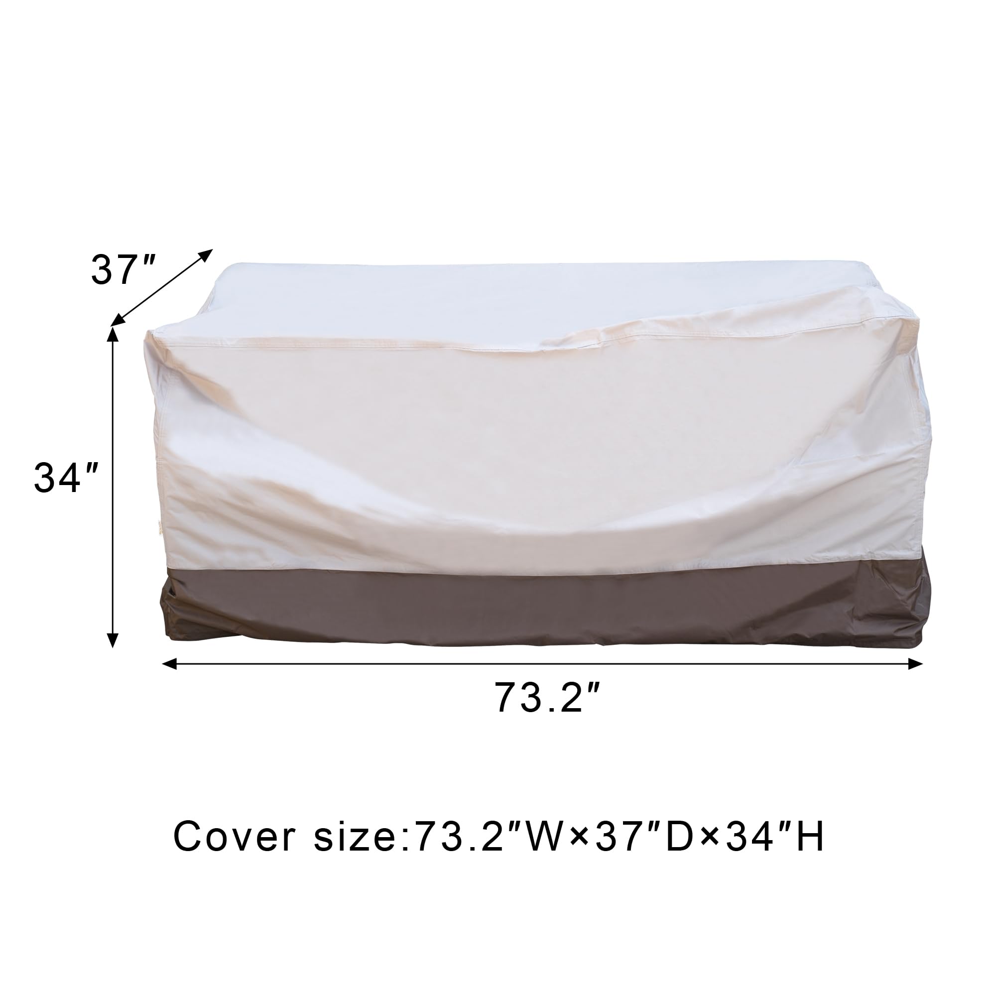 ovios Patio Furniture Covers Waterproof, Outdoor Furniture Cover for 3-Seater Sofa and Ottomans, Sectional Sofa Couch Chair Table Cover General Purpose Cover, 73.2" L*37" W*34" H, Beige-Brown