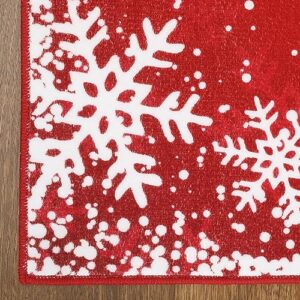 RUGSREAL 5x7 Christmas Area Rug Bedroom Living Room Area Rug Xmas Decorative Area Rug Non-Slip Indoor Throw Rug Washable Area Rug Floor Carpet for Kitchen Nursery, Red 5' x 7'