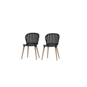 amazonia | ideal for patio and outdoors, black beira 2-piece dining chairs | teak finish