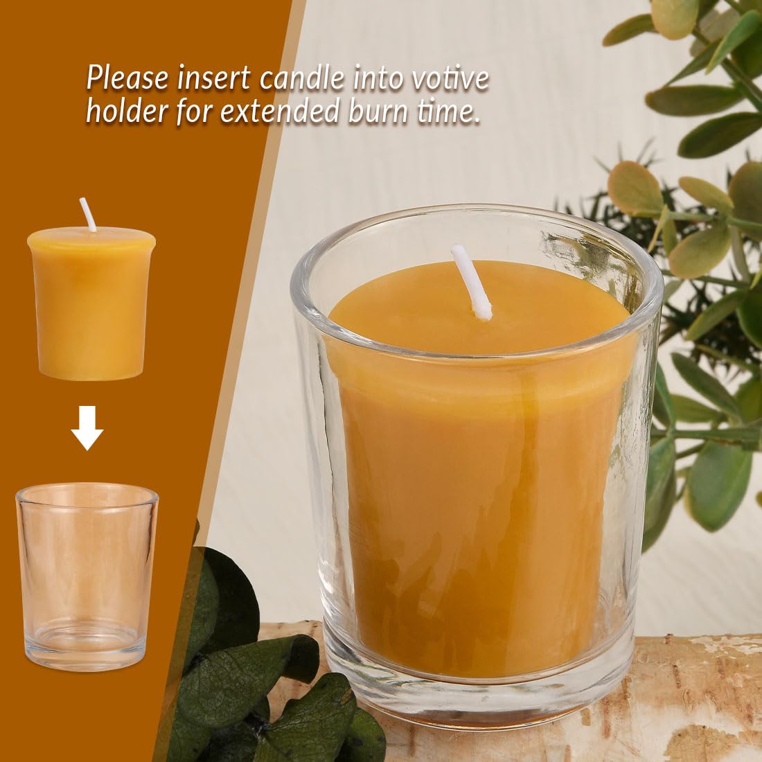 Aglary 4PCS Pure Beeswax Votive Candles, Unscented, Naturally Lightly Honey Scented, 12 Hours Burn Time Each (Raw)