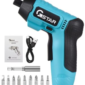 Cornesty Cordless Screwdriver Kit with CRV 50mm Magnetic Bits Set, 3.7V Electric Screwdriver Drill Ket Power Tools with LED Light, Spindle Lock, USB Charging Cable, Storage Box (Blue)