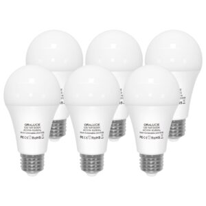 oraluce led light bulbs 100 watt - 120 watt equivalent, 15w 1600 lumens 6500k cool white led bulbs, e26 medium base, non-dimmable, ul listed, 6pack