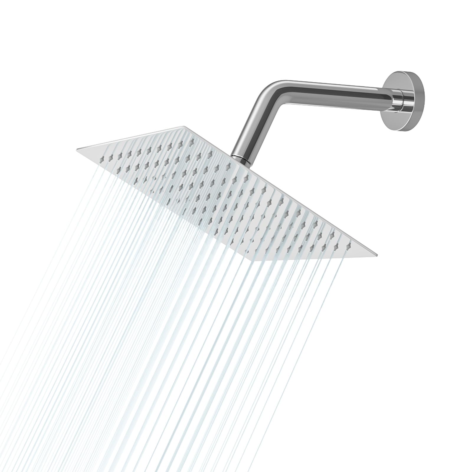 Lordear Rain Shower Head 8 Inch Square High Pressure Waterfall Shower Head Ultra Thin 304 Stainless Steel Shower Head Polish Chrome with 100 Silicone Nozzles