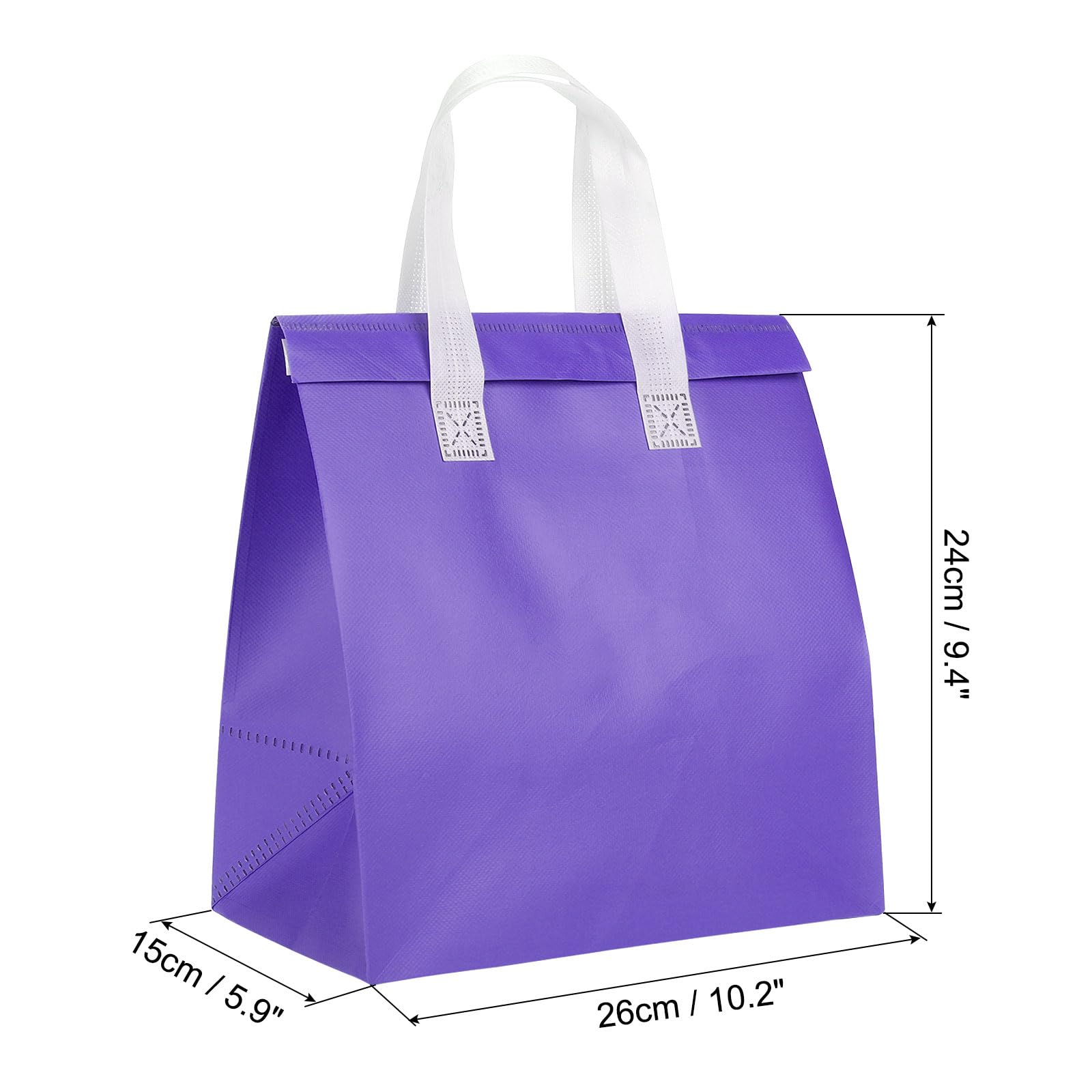 PATIKIL Insulated Take Away Bags, 15 Pcs Insulation Cooler Bag Grocery Thermal Bags 9.4 x 5.9 x 10.2 Inch for Hot Cold Frozen Food Delivery, Purple