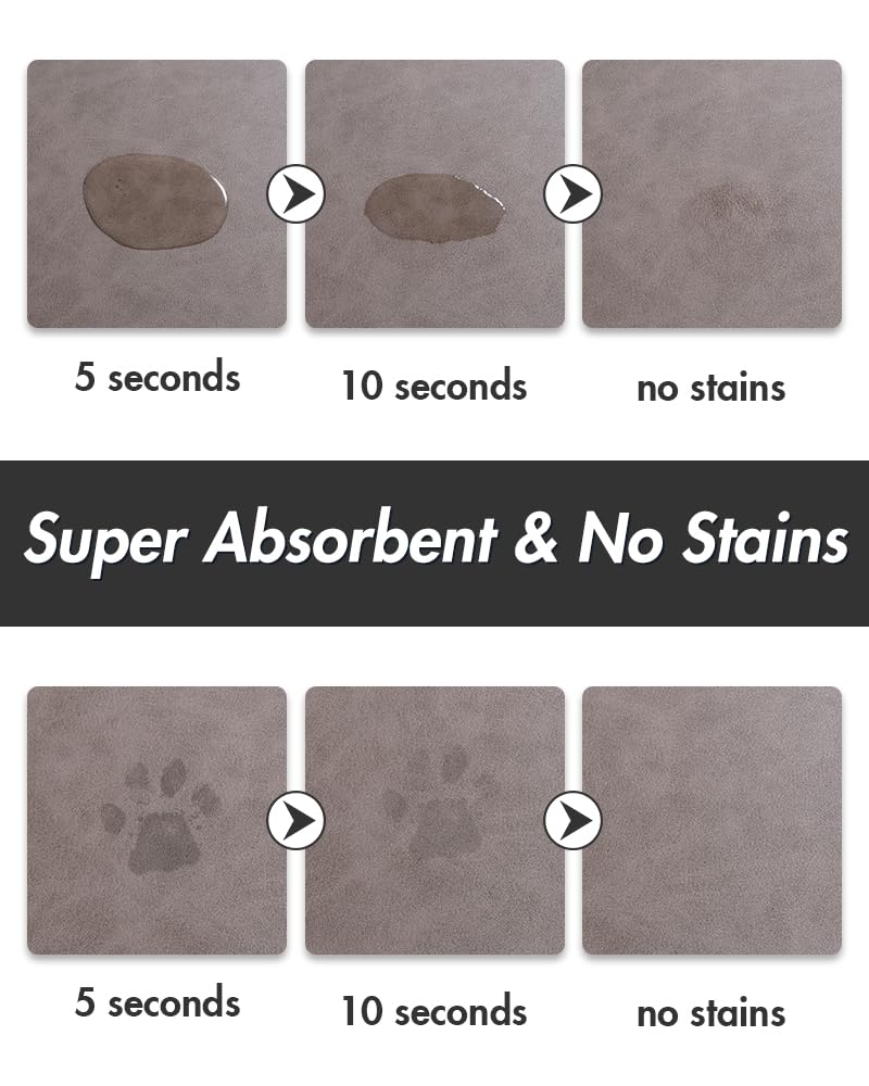 MontVoo-Absorbent Pet Feeding Mat-No Stains Dog Mat for Food and Water Bowl-Quick Dry Dog Cat & Dog Food Mat Water Dispenser Mat-Pet Supplies Mat-Dog Water Bowl Mat for Messy Drinker (17"x28", Brown)