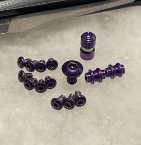 translucent purple torx screws, thumb stud & standoff for benchmade 940-2 knife