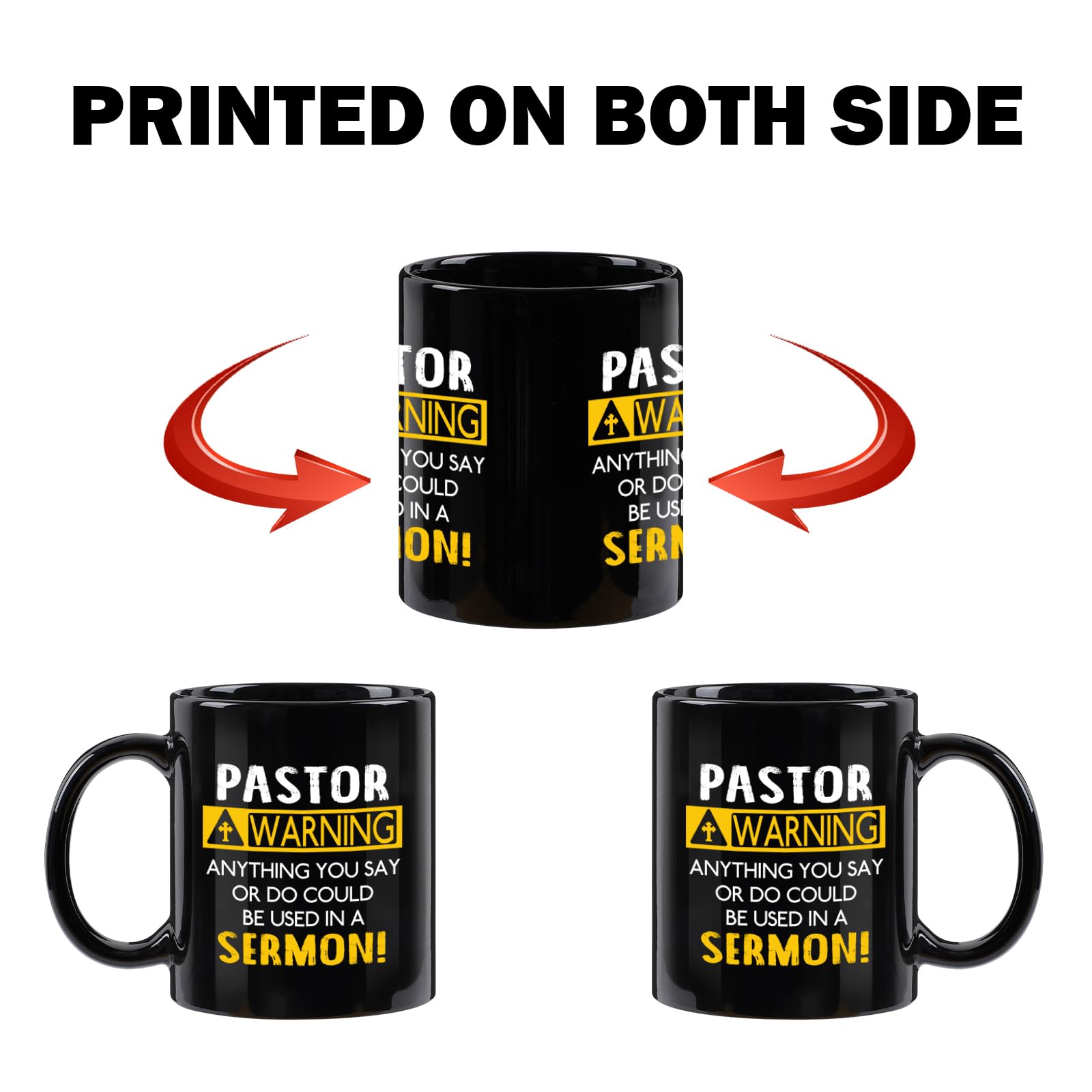 YHRJWN - Pastor Appreciation Gifts, Pastor Warning Coffee Mug, Pastor Appreciation Religious Gifts for Men Friends Coworker, Unique Pastor Christian Gifts for Birthday Christmas, 11 Oz Black