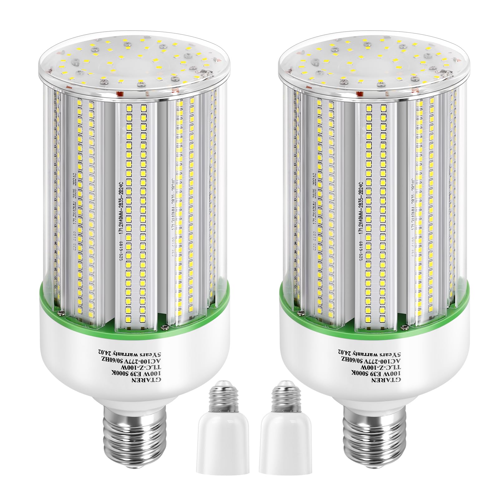 100W LED Corn Light Bulb 2Pack,400 Watt Metal Halide HID lamp Replacement,5000K E39 Mogul Base LED Bulb for Street and Area Lighting Bay Light Fixture Wearehouse Workshop Garage Gyms