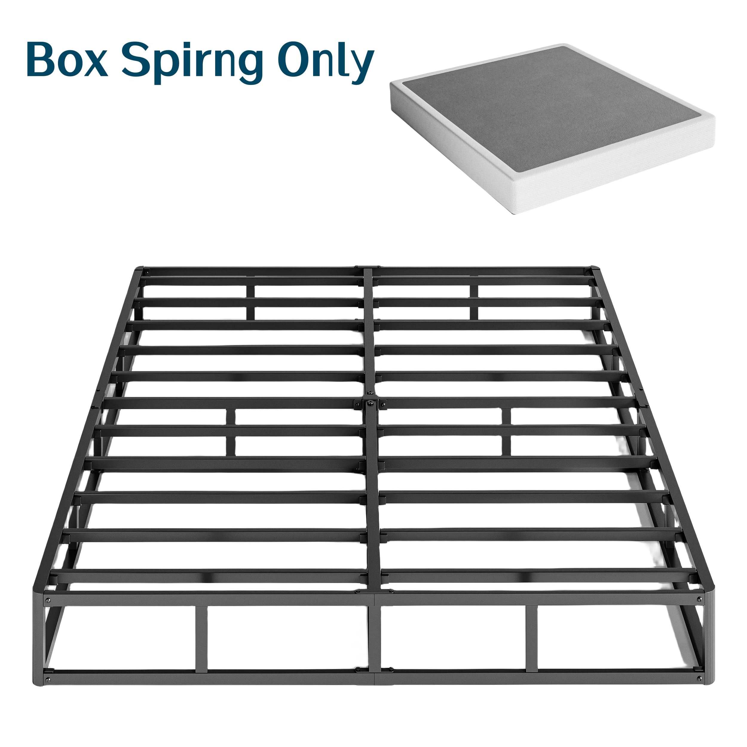 EZBeds Box-Spring Queen, 9 Inch Metal Queen Box Spring, Mattress Foundation Queen Box Spring Only with Fabric Cover, Easy Assembly, Noise Free, Non Slip