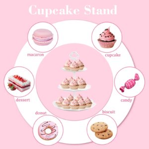 12 Pcs Cupcake Stand White Dessert Table Display Set 4 Pcs 3 Tier Plastic Cake Stand Holder 6 Pcs Dessert Serving Tray 1 Pc Cake Pop Stand Cookie Platter Rack Tower for Tea Party Wedding Baby Shower