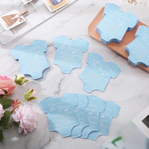 Colarr 100 Pcs Small Baby Shower Napkins Bodysuit Shape Gender Reveal Decorations Party Napkins a Message from the Bump Cocktail Disposable Paper Napkins for Baby Shower Thank You Gift (Blue)