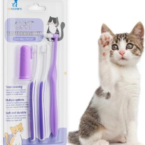 VVHOMIFE Cat Toothbrush Complete Kitty Dental Care Kit with Teeth Whitening Tracker - Premium Brushes for Cats, Easy Oral Hygiene & Gap Cleaning-cat