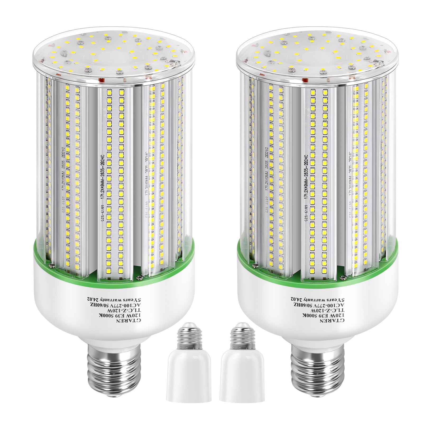 GTAREN 120W LED Corn Light Bulb 2pack,LED Replacement Metal Halide HPS CFL 500 Watt HID lamp,5000K E39 Mogul Base LED Corn lamp,for Area Lighting Wearehouse Factory Parking lot shoebox Bay Light