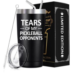 spenmeta pickleball gifts for men - gifts for pickleball lovers - tears of my pickleball opponents - funny birthday, christmas gifts for pickleball player - 20oz pickleball tumbler