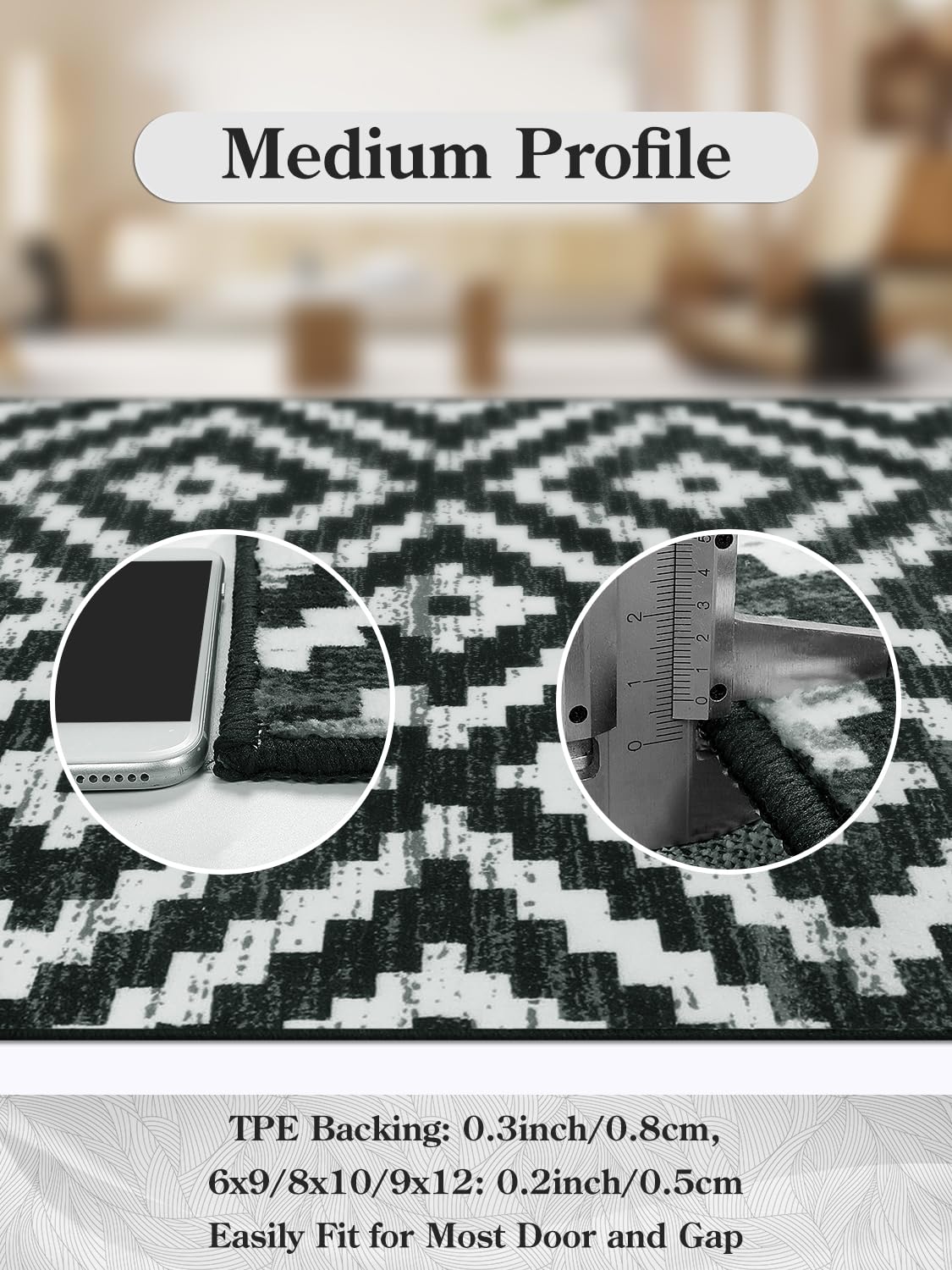 Lahome 2x5 Kitchen Runner Rugs Non Skid Washable, Black and White Hallway Runner Rug Non Slip Laundry Room Runner, Modern Moroccan Trellis Ultra-Thin Carpet Runner for Bedroom Bathroom Entryway