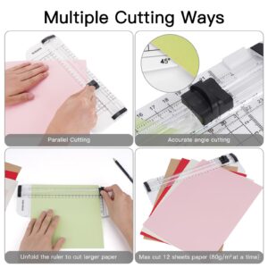 Paper Cutter,Portable Paper Trimmer,12 Inch Paper Slicer Scrapbooking Tool with Automatic Security Safeguard and Side Ruler for Craft Paper,A4 A5 Paper,Coupon, Label and Cardstock (Black)