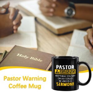 YHRJWN - Pastor Appreciation Gifts, Pastor Warning Coffee Mug, Pastor Appreciation Religious Gifts for Men Friends Coworker, Unique Pastor Christian Gifts for Birthday Christmas, 11 Oz Black