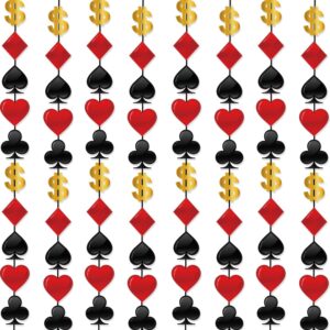 10 Pack Casino Theme Party Decorations Las Vegas Hanging Banner Swirl Red Black Poker Paper Cutouts Party Ceiling for Casino Night Las Vegas Night Baby Shower Birthday Party Supplies Decor