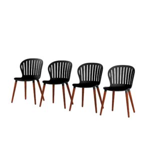 amazonia | ideal for patio and outdoors, black beira 4-piece dining chairs | eucalyptus wood