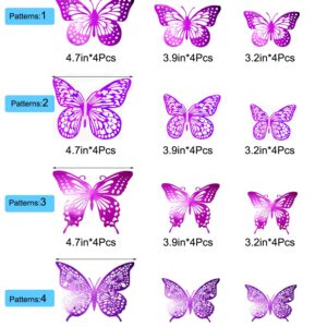 JOSDIOX Butterfly Pale Plum48 Decorative Wall Stickers, 48pcs Metallic Cardboard Butterflies, 3D Party Decorations, Bedroom Living Room Dining Room Wall Decor