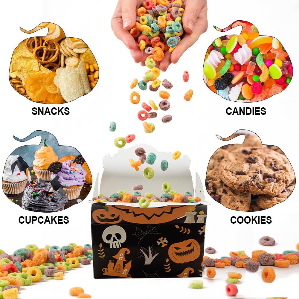 KiDEPOCH 24 Pcs Halloween Cardboard Boxes Funny Party Favors Boxes for Halloween Treat Boxes in Halloween Features for Candy Snacks Cookie Small Gifts